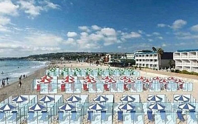 Itali rancang bina booth kaca menghadap pantai - Raja Cuti